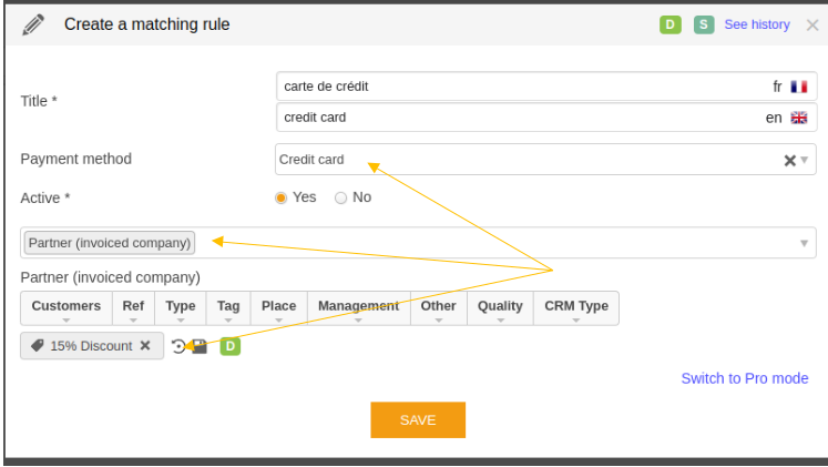 Create matching rules on payment methods / terms – blgCloud